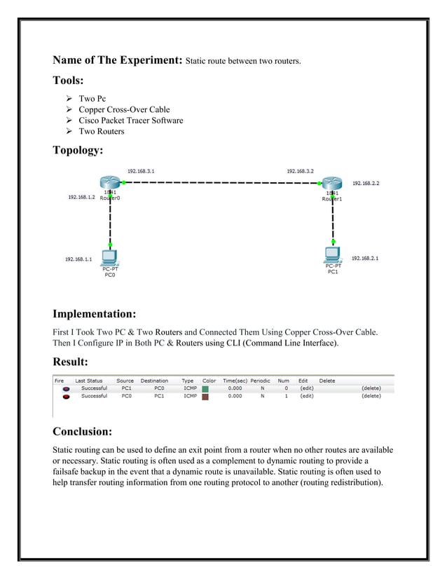 Static route between two routers | PDF Static route between two routers | PDF