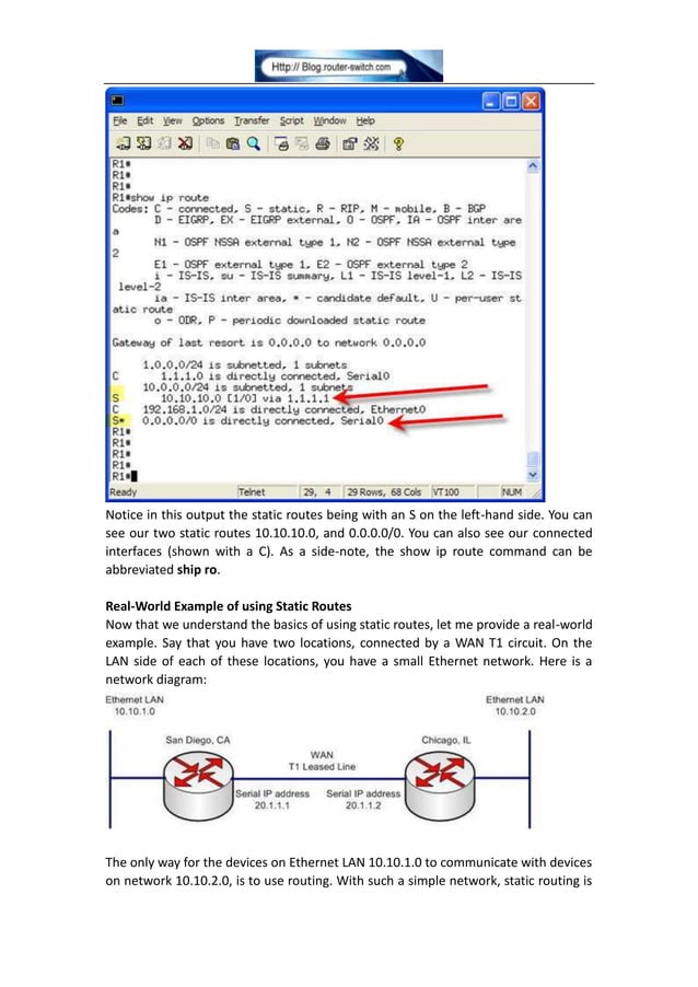 Static routes in the cisco ios | PDF