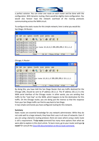 Static routes in the cisco ios | DOCX