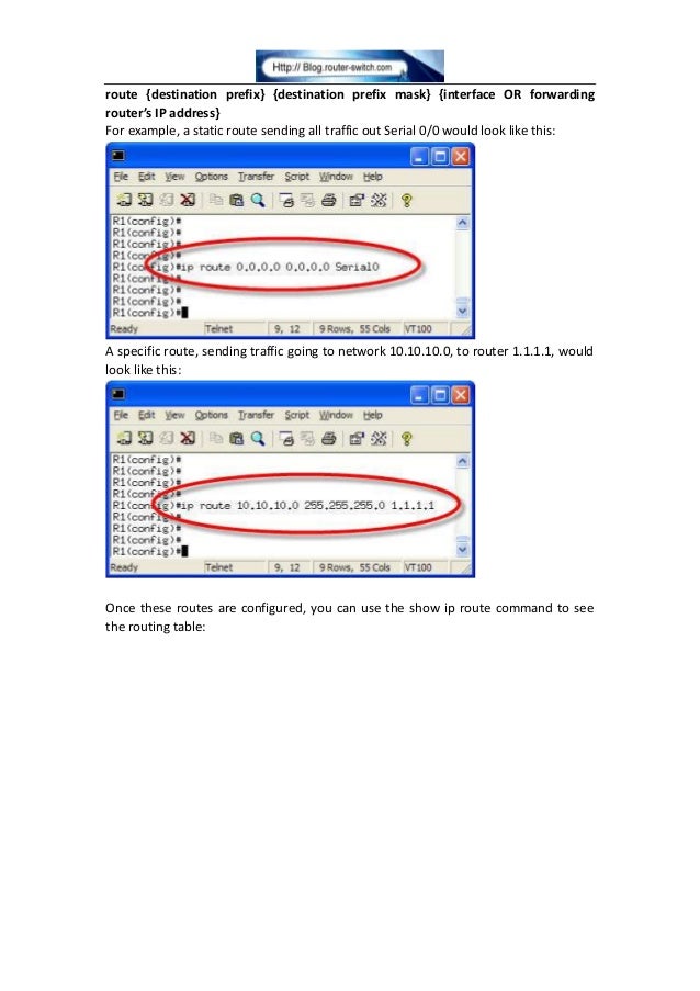 Static routes in the cisco ios