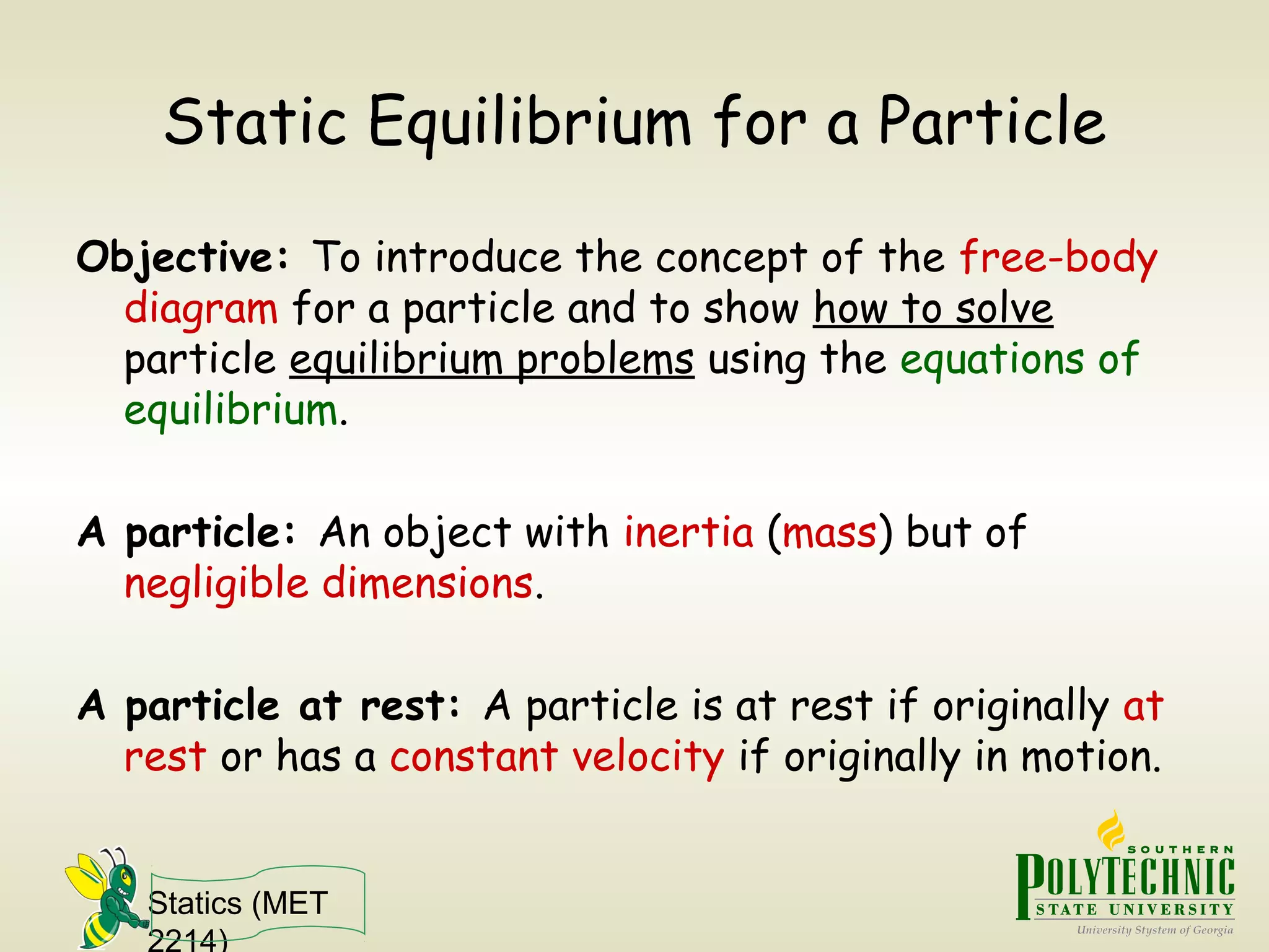 Statics free body diagram | PPS