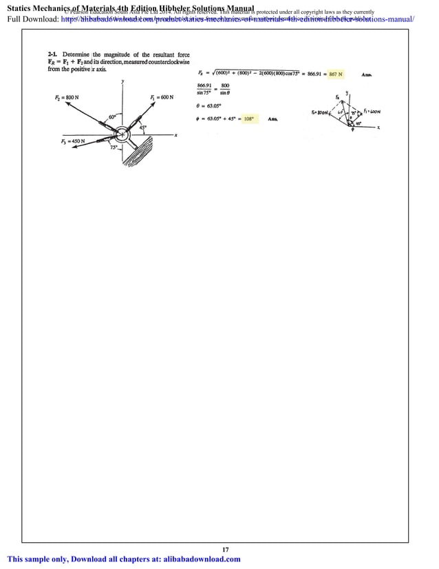 Statics Mechanics of Materials 4th Edition Hibbeler Solutions Manual | PDF | Physics | Science