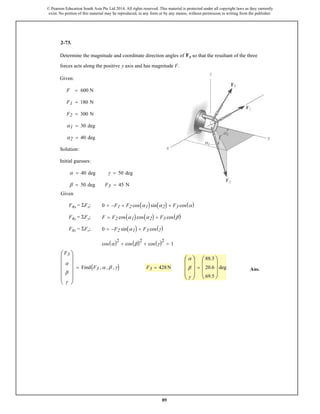 Statics Mechanics of Materials 4th Edition Hibbeler Solutions Manual | PDF