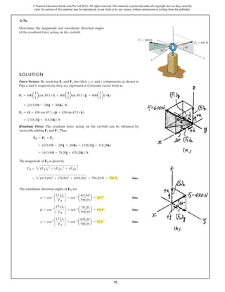 Statics Mechanics of Materials 4th Edition Hibbeler Solutions Manual | PDF