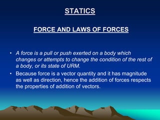 LECTURE NOTES ON STATICS_2024 power point presentation. | PPT