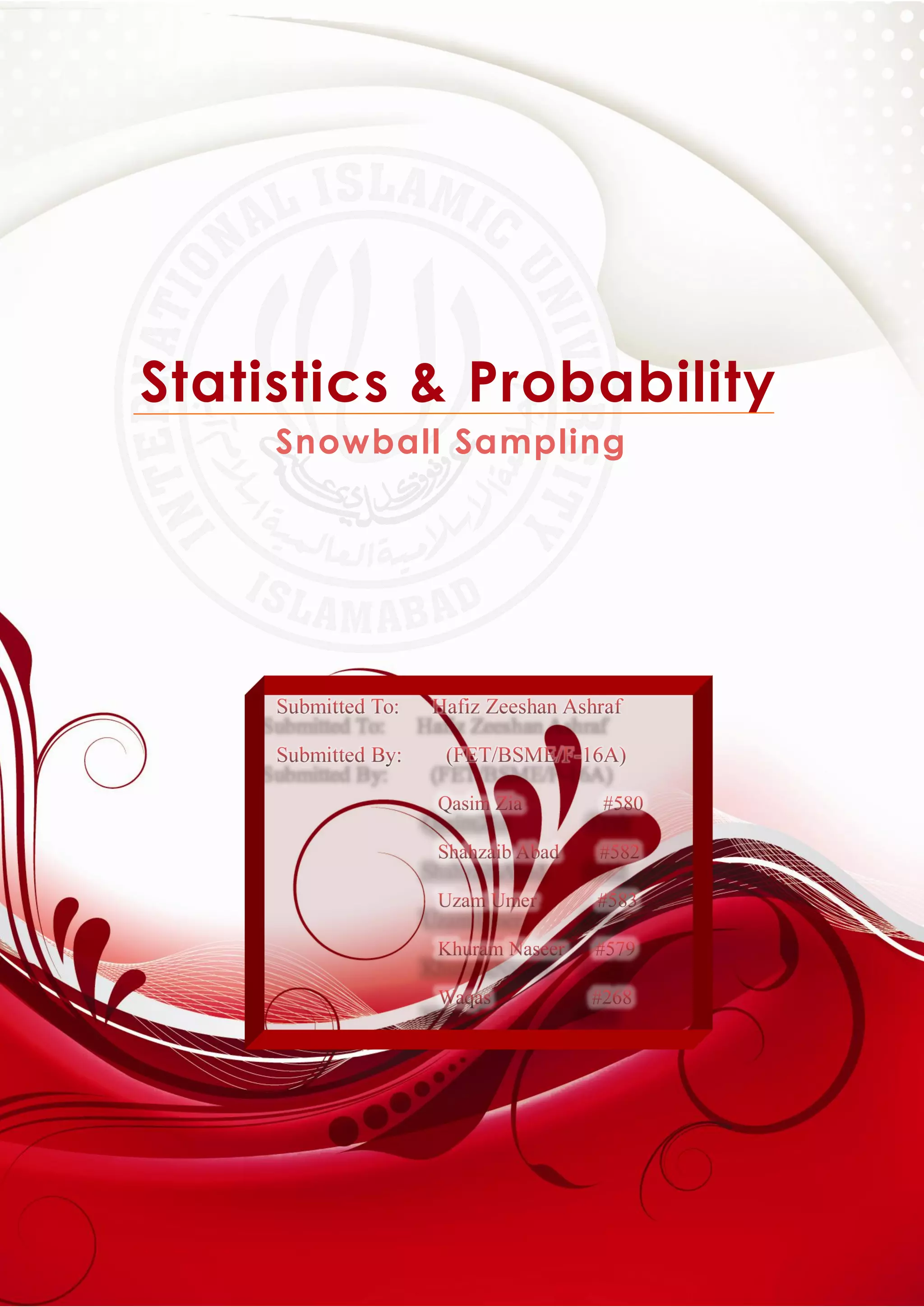 Statics and probability snow ball sampling | PDF