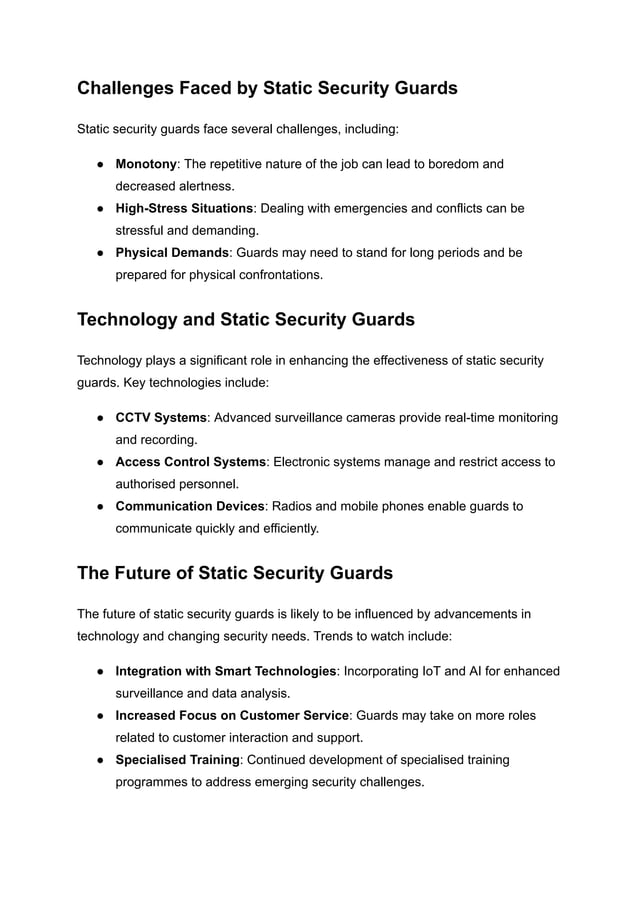 Understanding Static Security Guards: A Comprehensive Guide | PDF