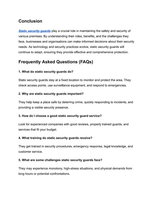 Understanding Static Security Guards: A Comprehensive Guide | PDF