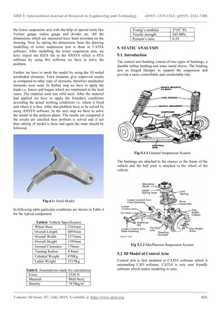 Static structural analysis of suspension arm using finite element ...