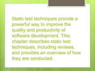 Static techniques | PPT