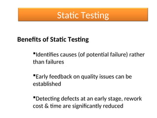 ISTQB Static Testing foundation level in QA | PPT