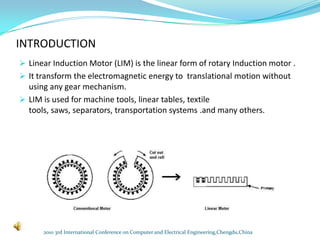 Static test study on linear induction motor iccee | PPT