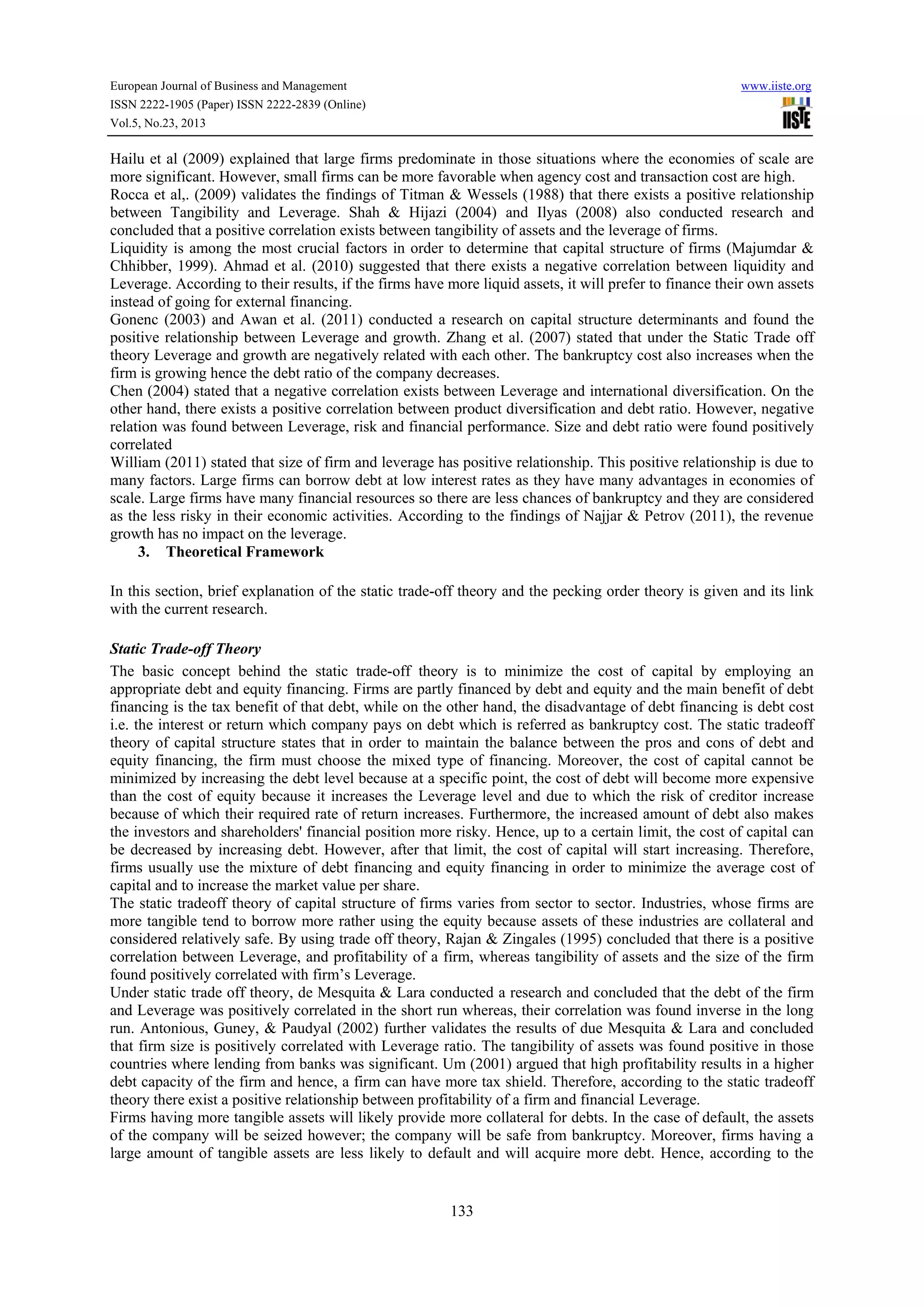 Static trade off theory or pecking order theory which one suits best to ...