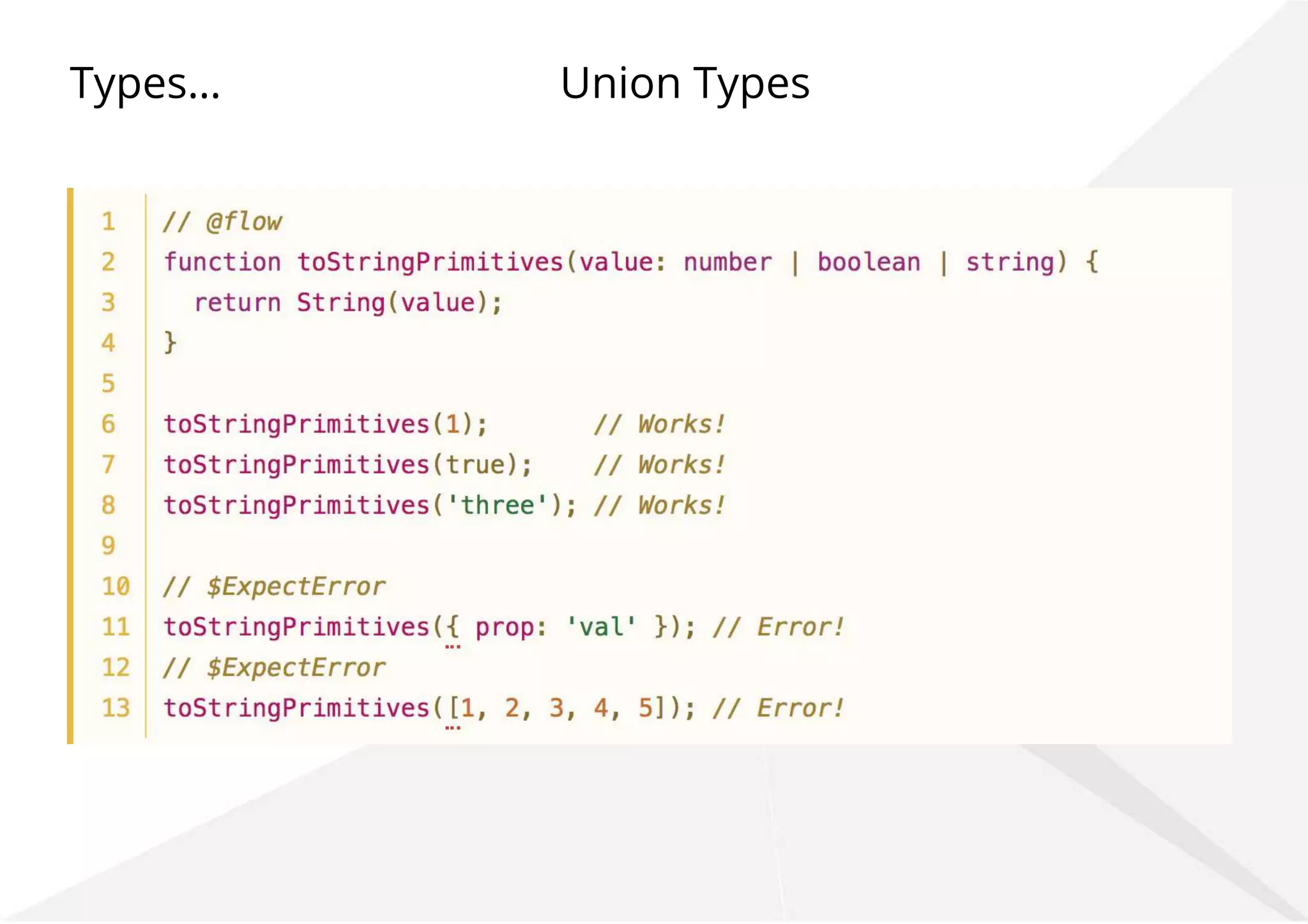 Static Type Checking with FlowJs