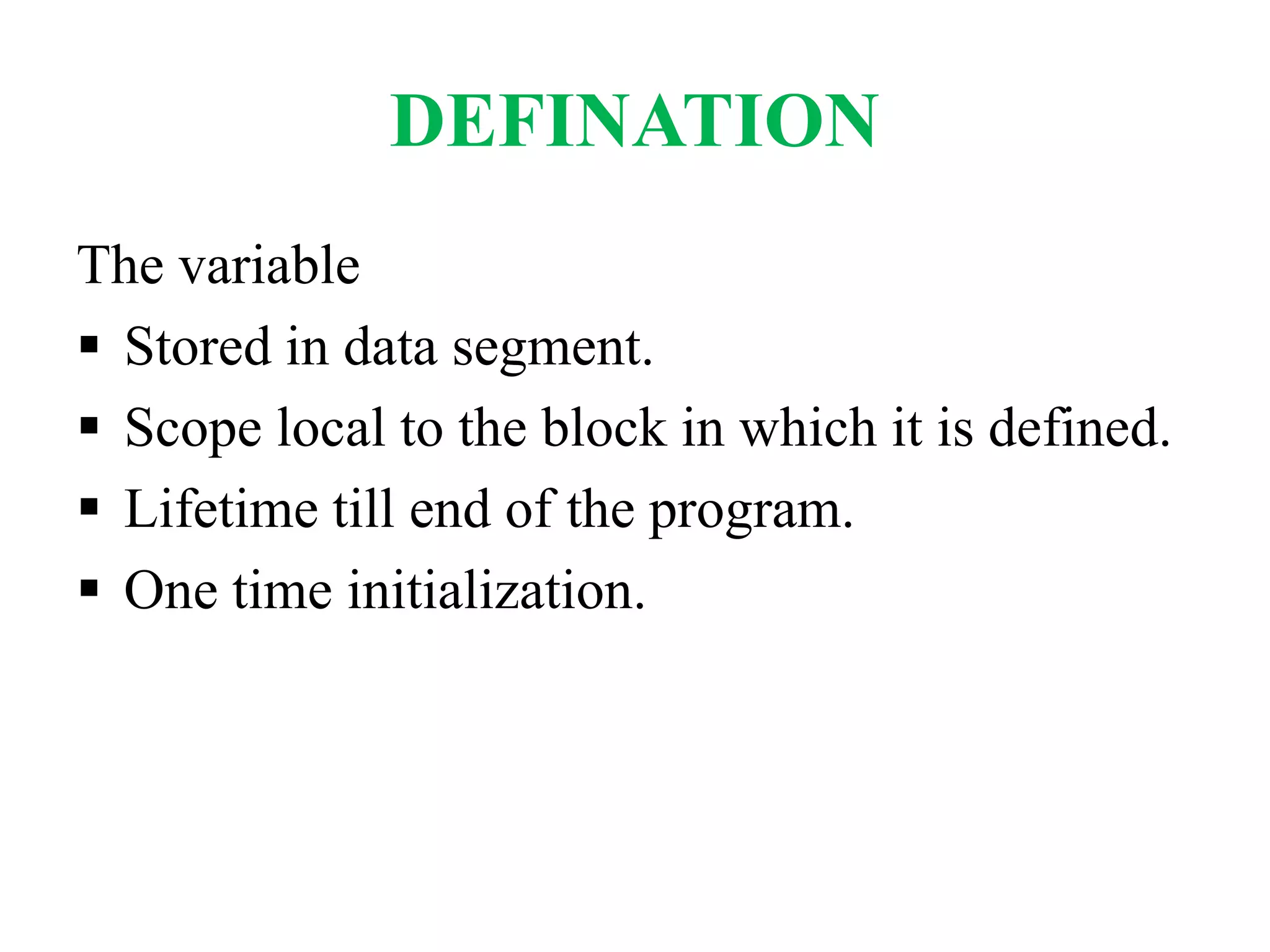 Static variable | PPT