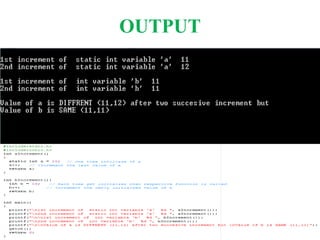 Static variable | PPTX | Programming Languages | Computing