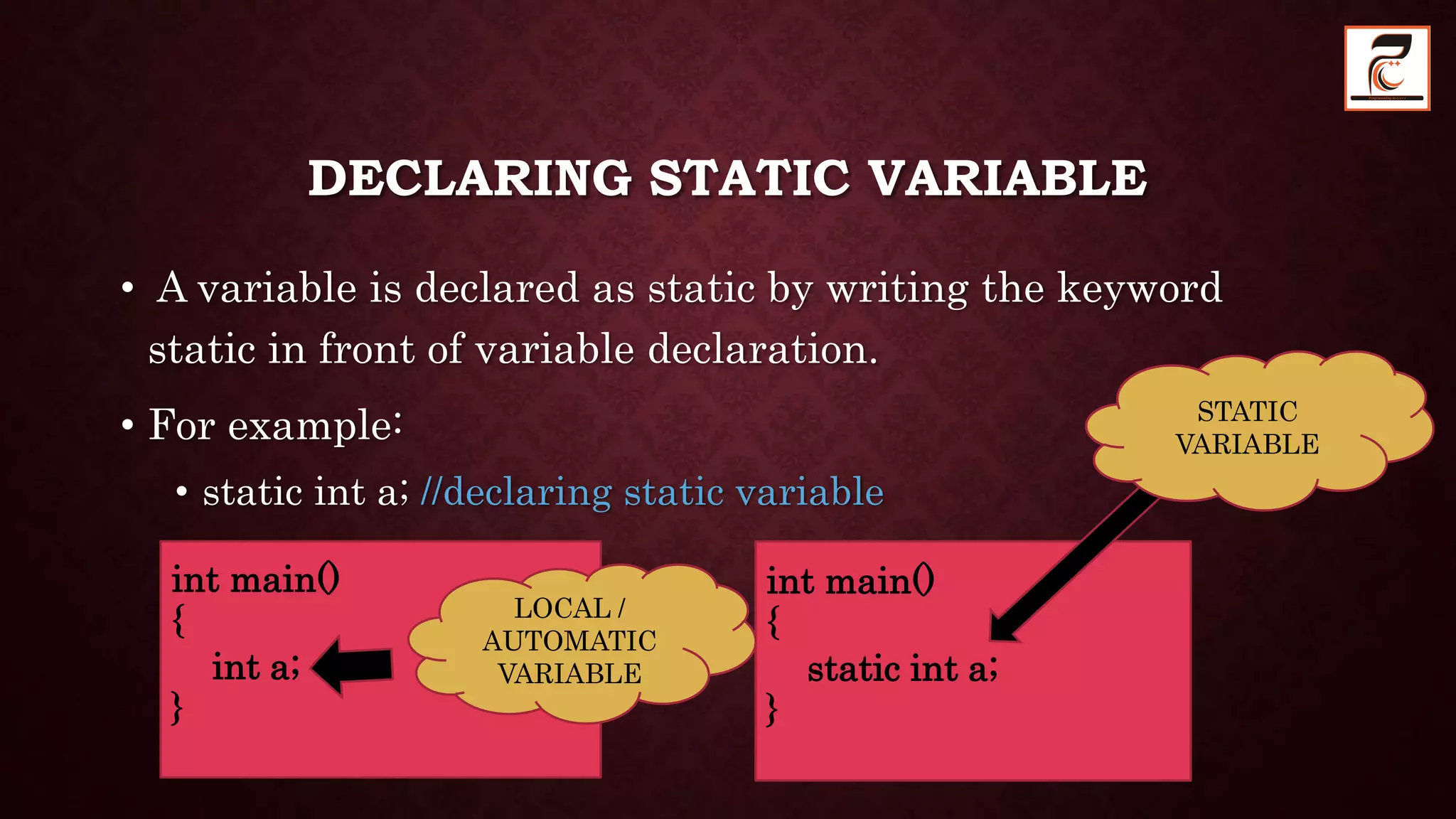 Static variables | PPTX