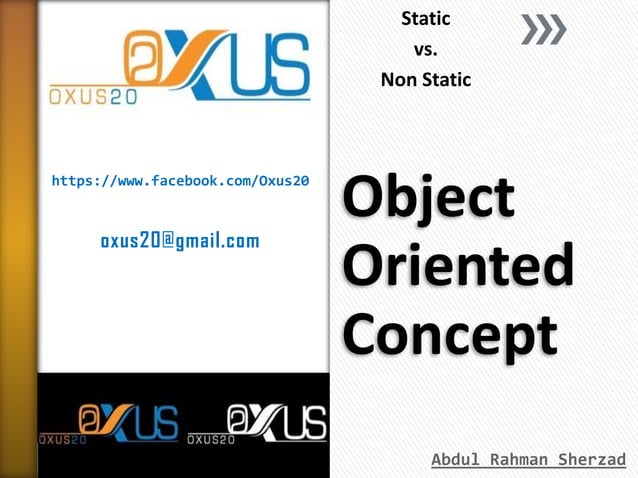 Object Oriented Concept Static vs. Non Static | PPT