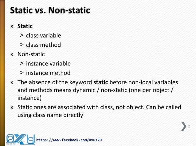 Object Oriented Concept Static vs. Non Static Object Oriented Concept Static vs. Non Static