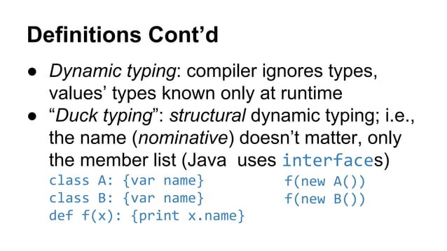 Static vs dynamic types | PPT