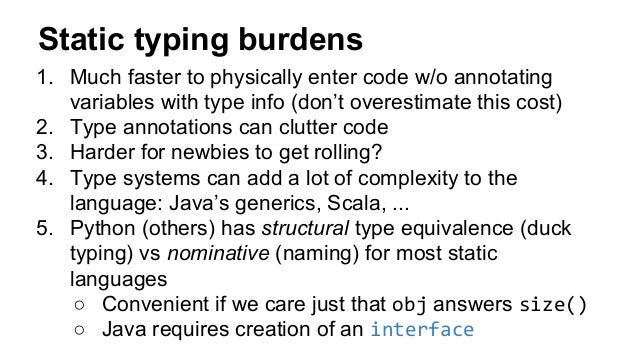 Static vs dynamic types Static vs dynamic types