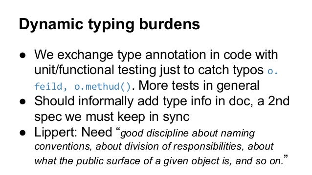 Static vs dynamic types Static vs dynamic types