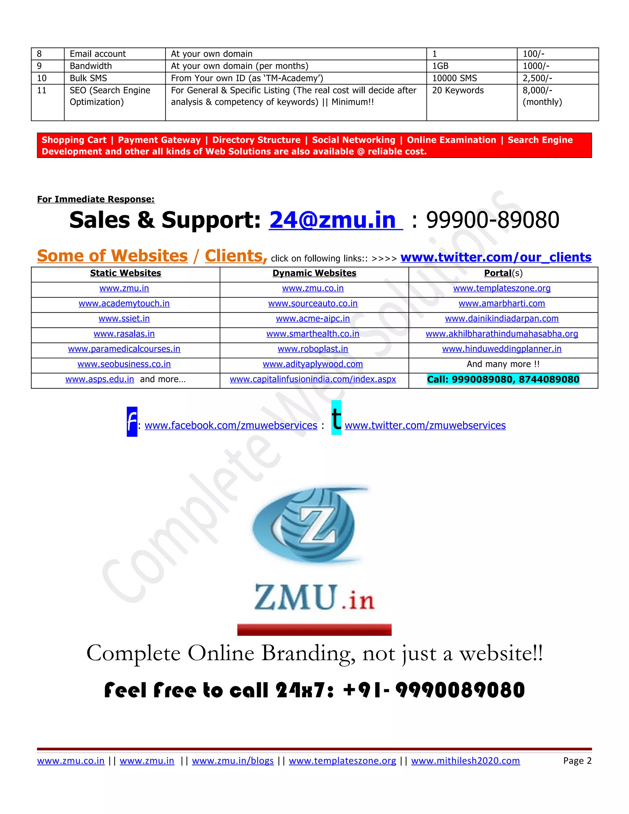 static website quotation | DOC