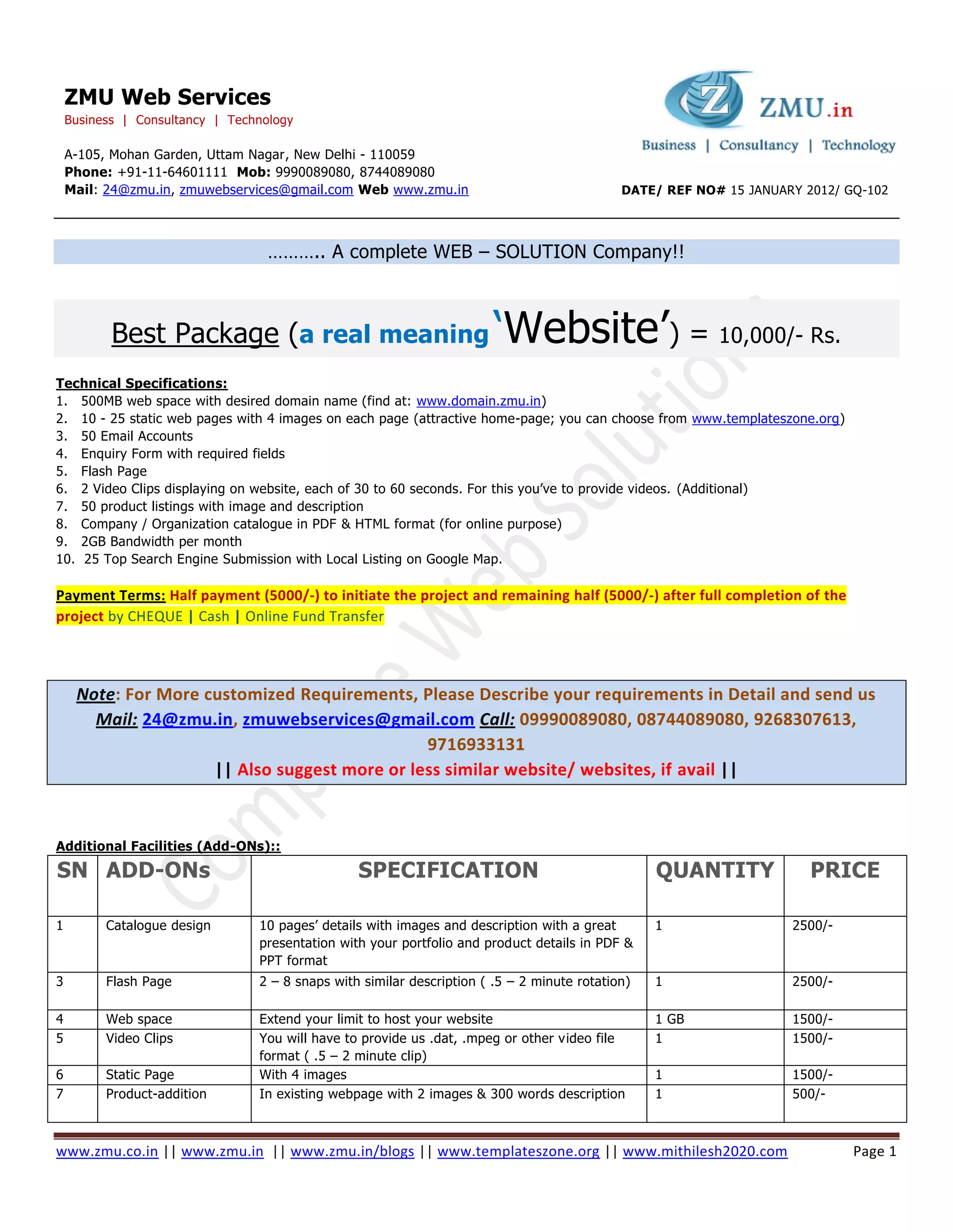 static website quotation | PDF