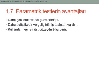 Parametrik ve Parametrik Olmayan İstatistikler | PPTX