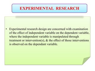experimental research design | PPTX