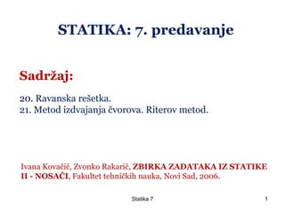 Statika_Fakultet tehnickih nauka Novi Sad | PPT
