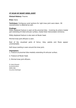 Statim healthcare CT Scan Sample Reports
