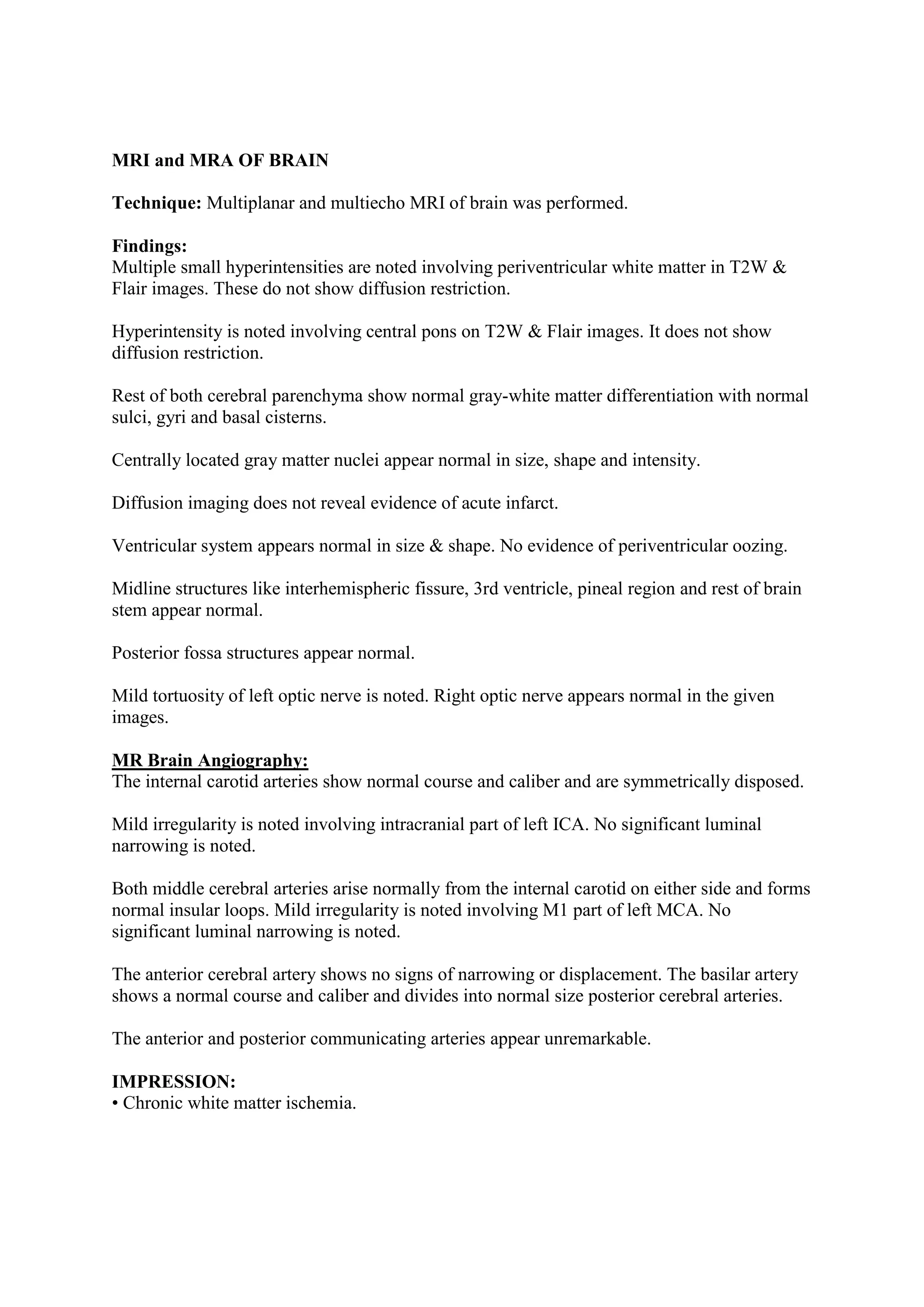 Statim healthcare MRI Sample Reports | PDF