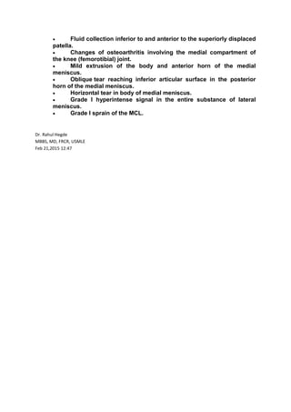 Statim healthcare MRI Sample Reports | PDF