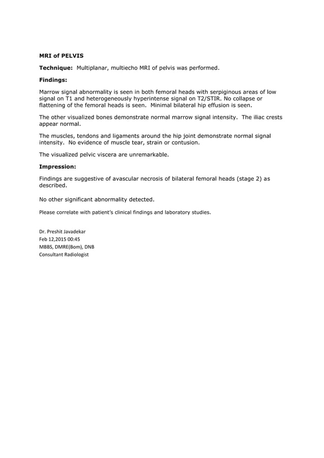 Statim healthcare MRI Sample Reports | PDF