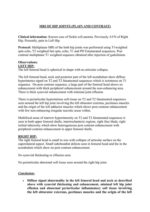 Statim healthcare MRI Sample Reports | PDF