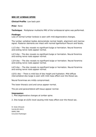 Mri Lumbar Spine Report Sample Fill Online Printable - vrogue.co