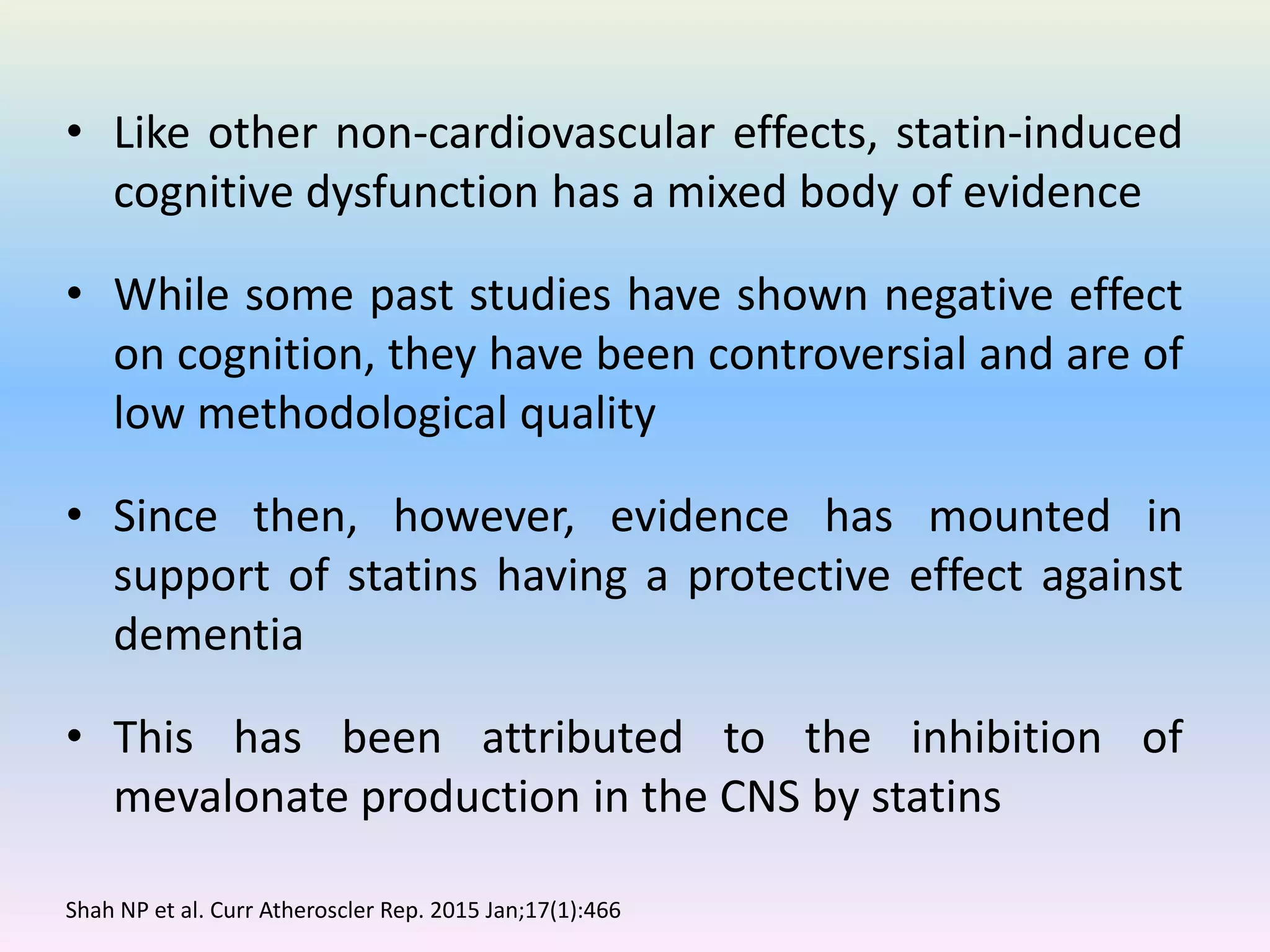 Statin risks cancer and cognitive dysfunction | PPT