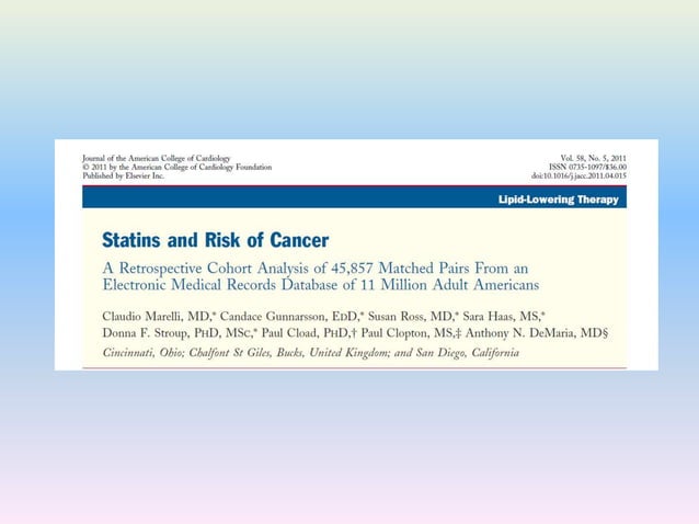 Statin risks cancer and cognitive dysfunction | PPT