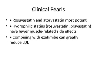 Statins, mechanism of action and adverse effects | PPTX