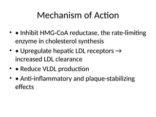 Statins, mechanism of action and adverse effects | PPTX