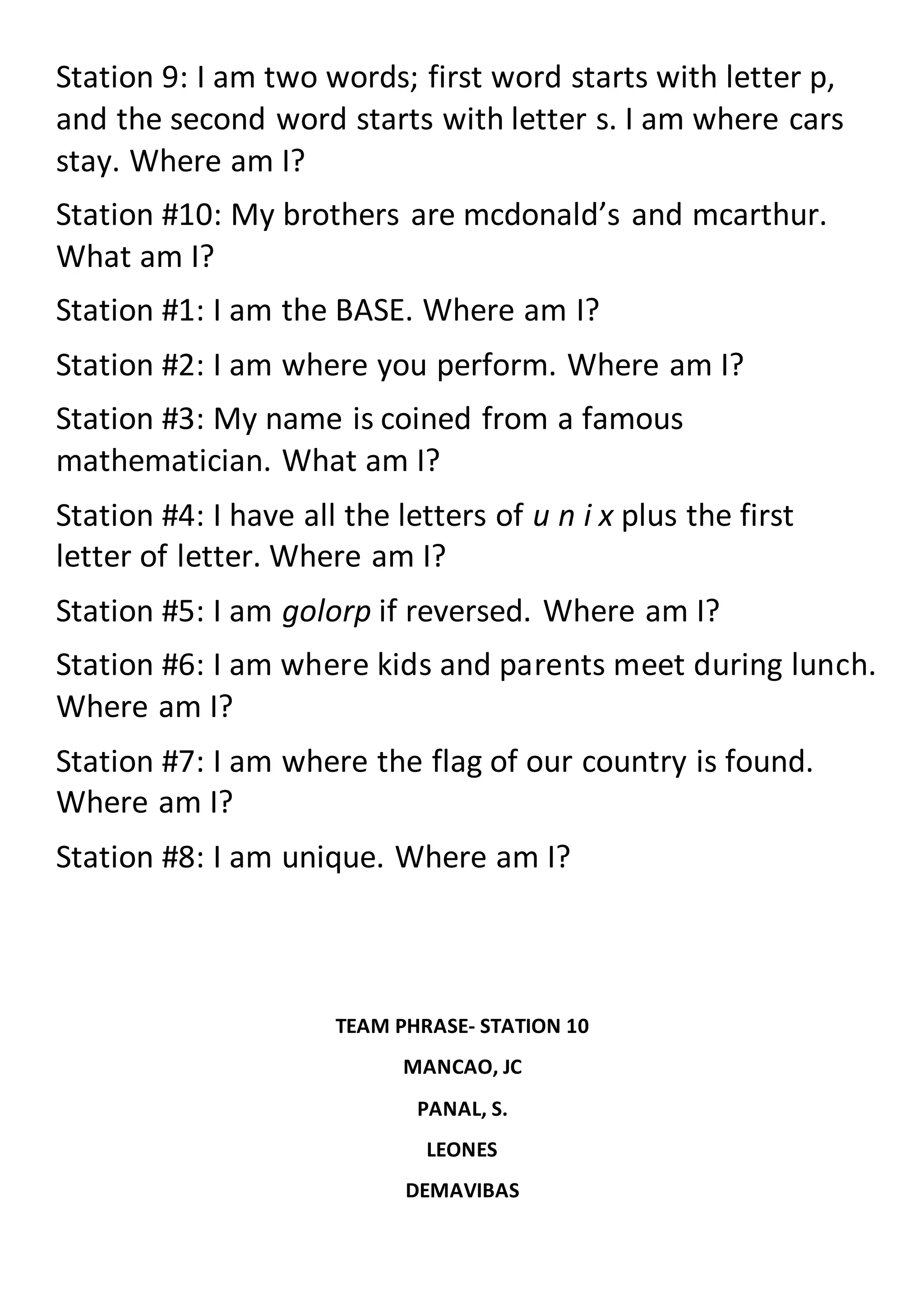 English Grammar Station Map | DOCX