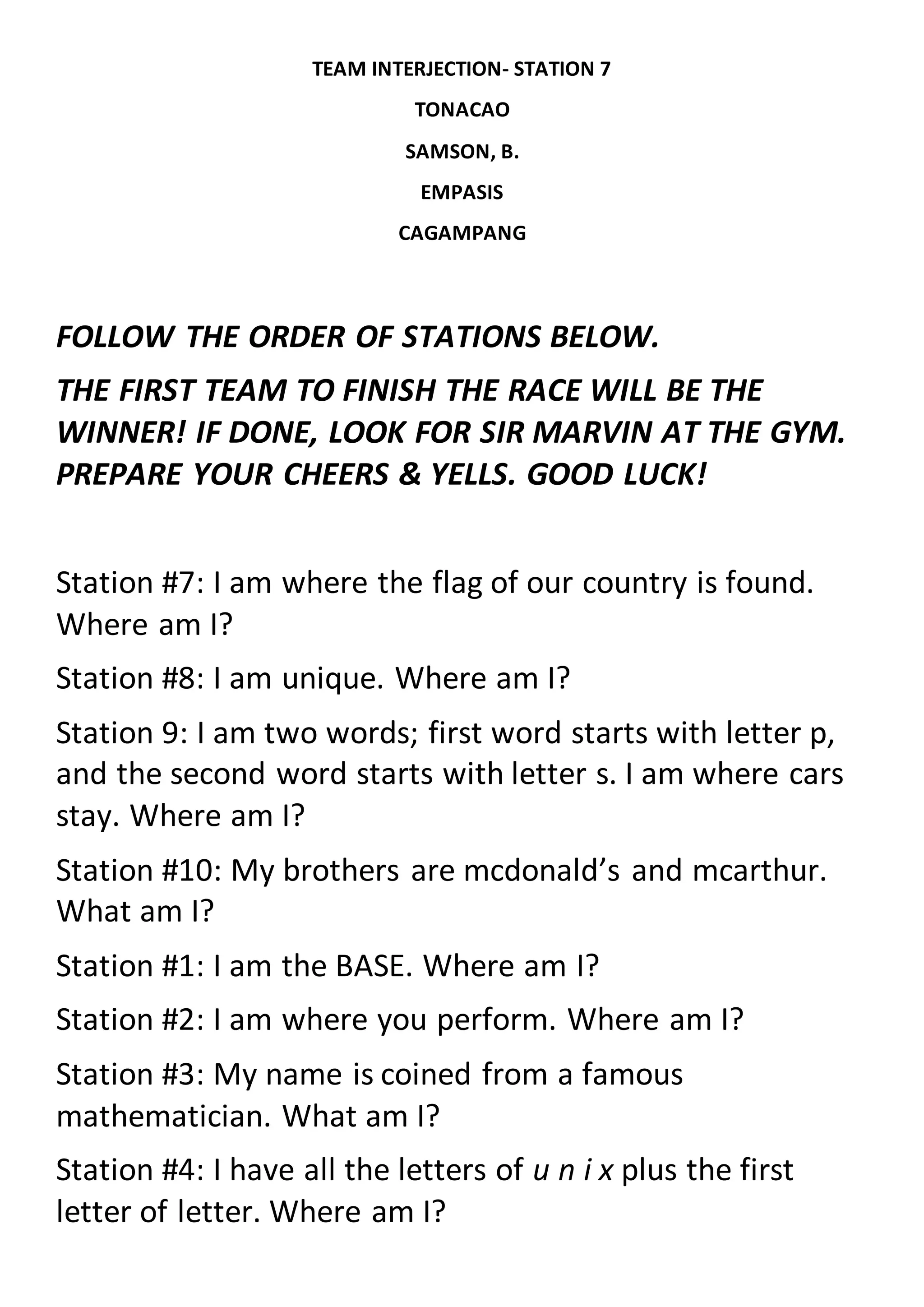 English Grammar Station Map | DOCX