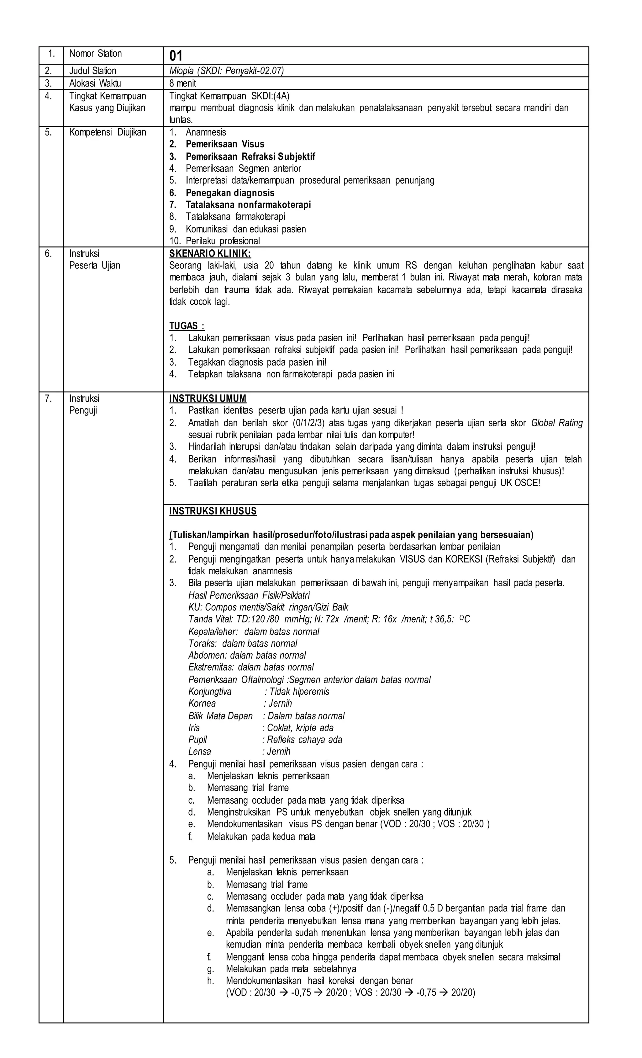 Station 1 miop levior (visus & refraksi subyektif) | DOCX