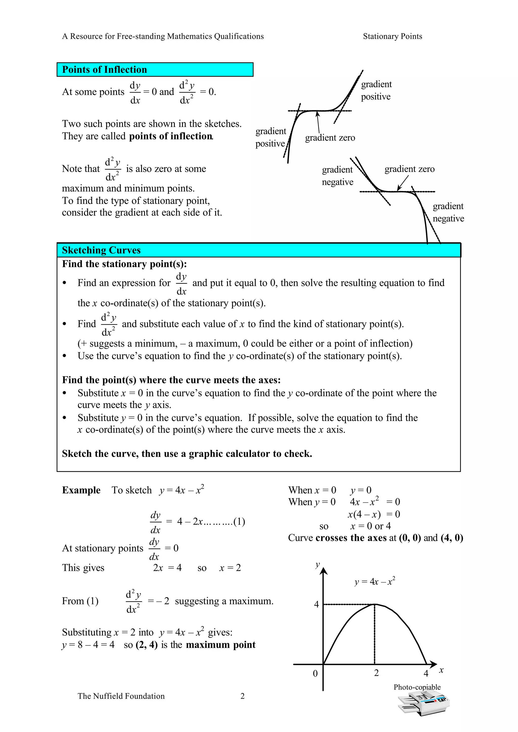 Stationary Points Handout | PDF
