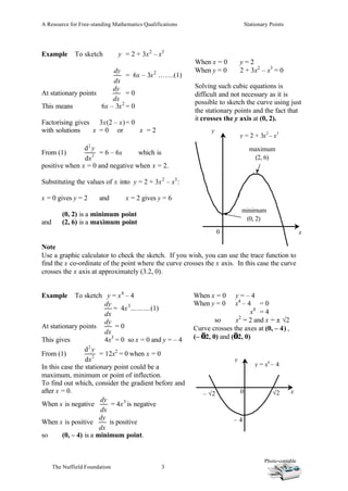 Stationary Points Handout | PDF | Drawing and Sketching | Arts and Crafts
