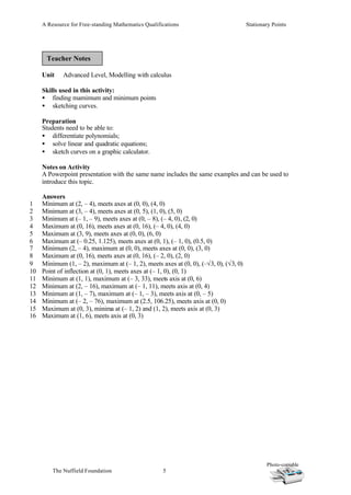 Stationary Points Handout | PDF | Drawing and Sketching | Arts and Crafts