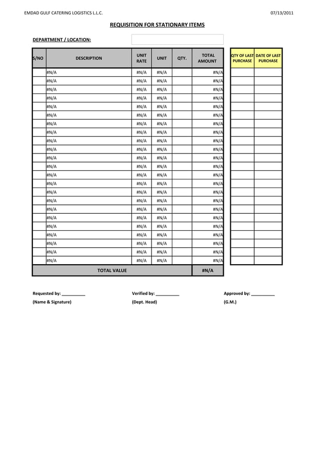 Stationary request form