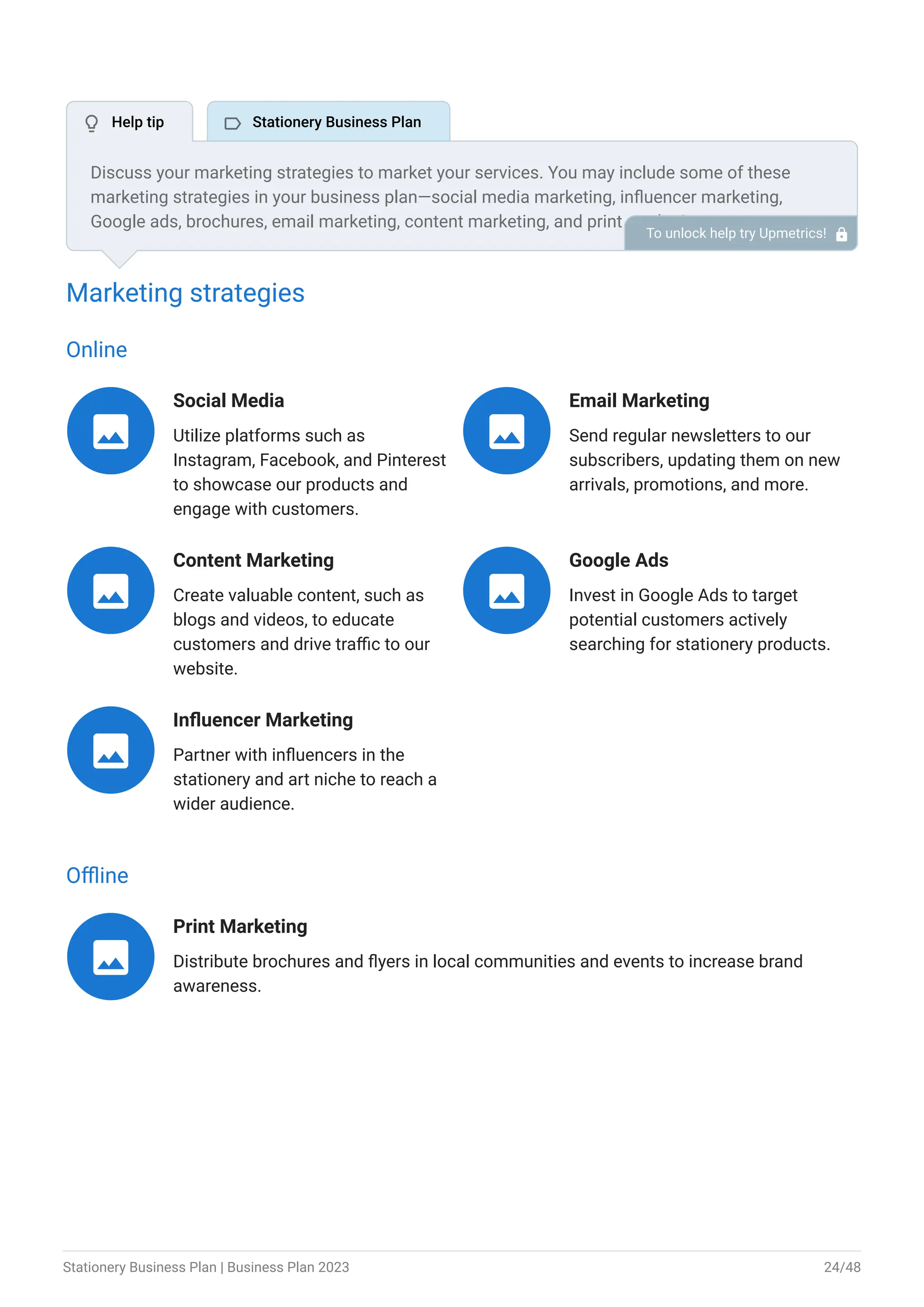 stationery business plan example | upmetrics | PDF