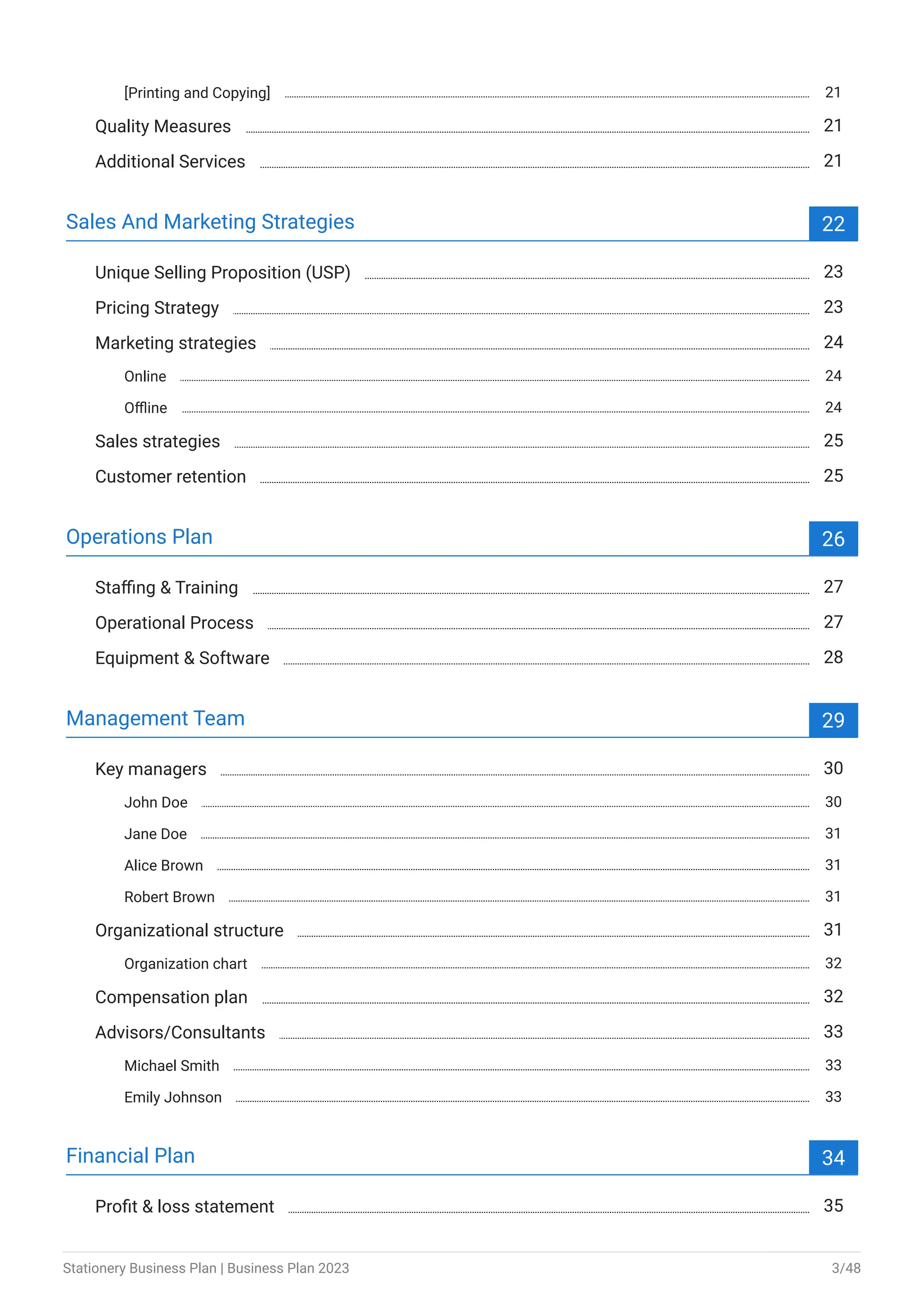 stationery business plan example | upmetrics | PDF